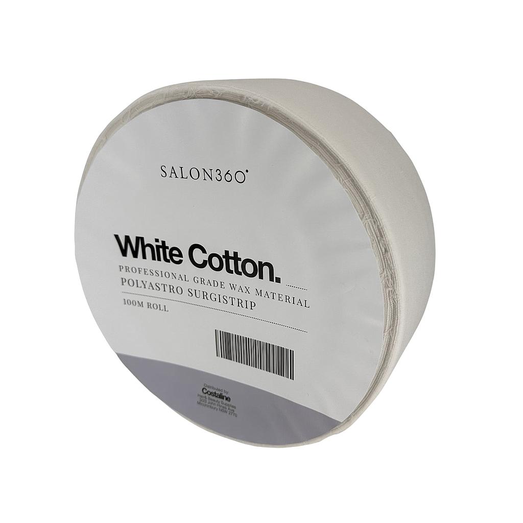 Salon360 White Cotton Bleached Calico Roll 100m x 7.5cm Wide